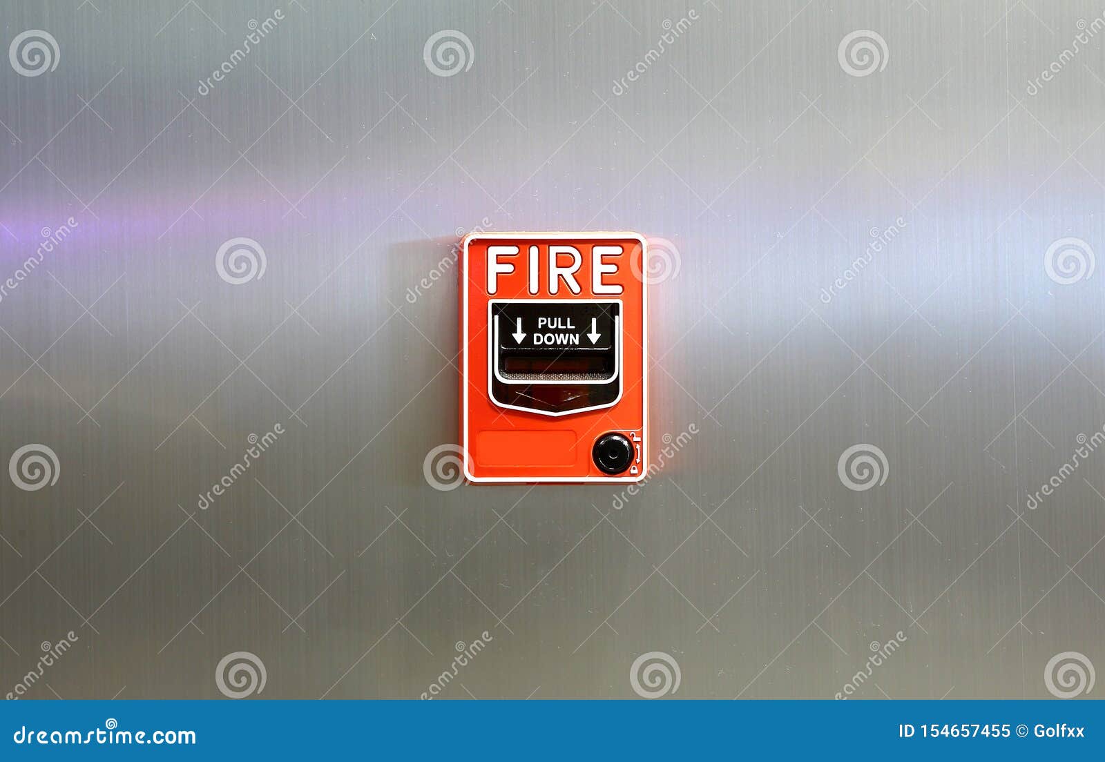 The Fire Alarm Embedded in the Metal Wall Background Stock Image ...