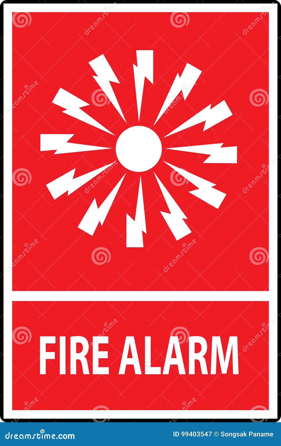 Fire alarm emergency signs stock vector. Illustration of advice - 99403547