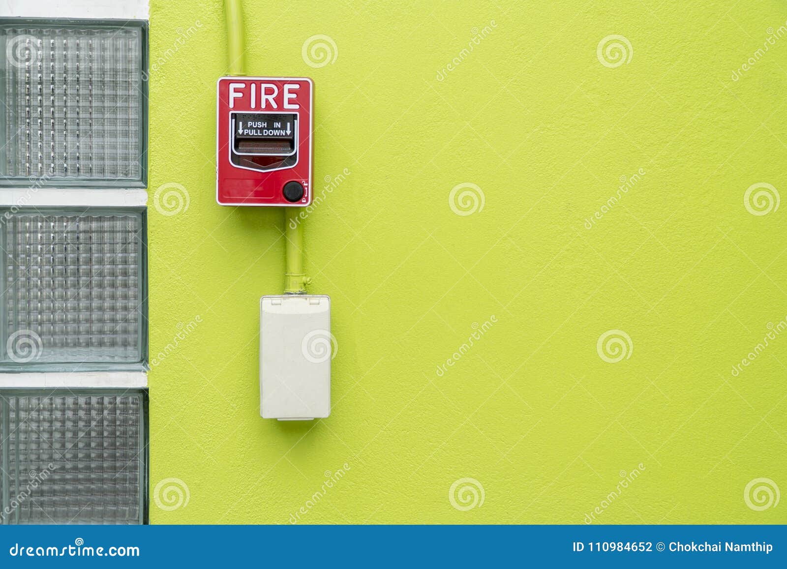 Fire Alarm Equipment on the Green Background Stock Photo - Image of ...