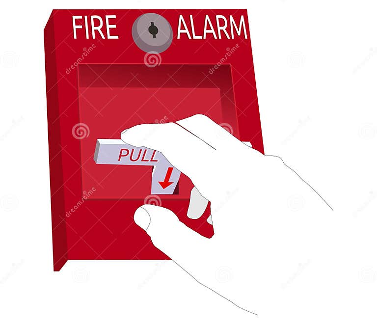 Fire Alarm with Hand Pulling Handle, Vector Illustration Stock Vector ...
