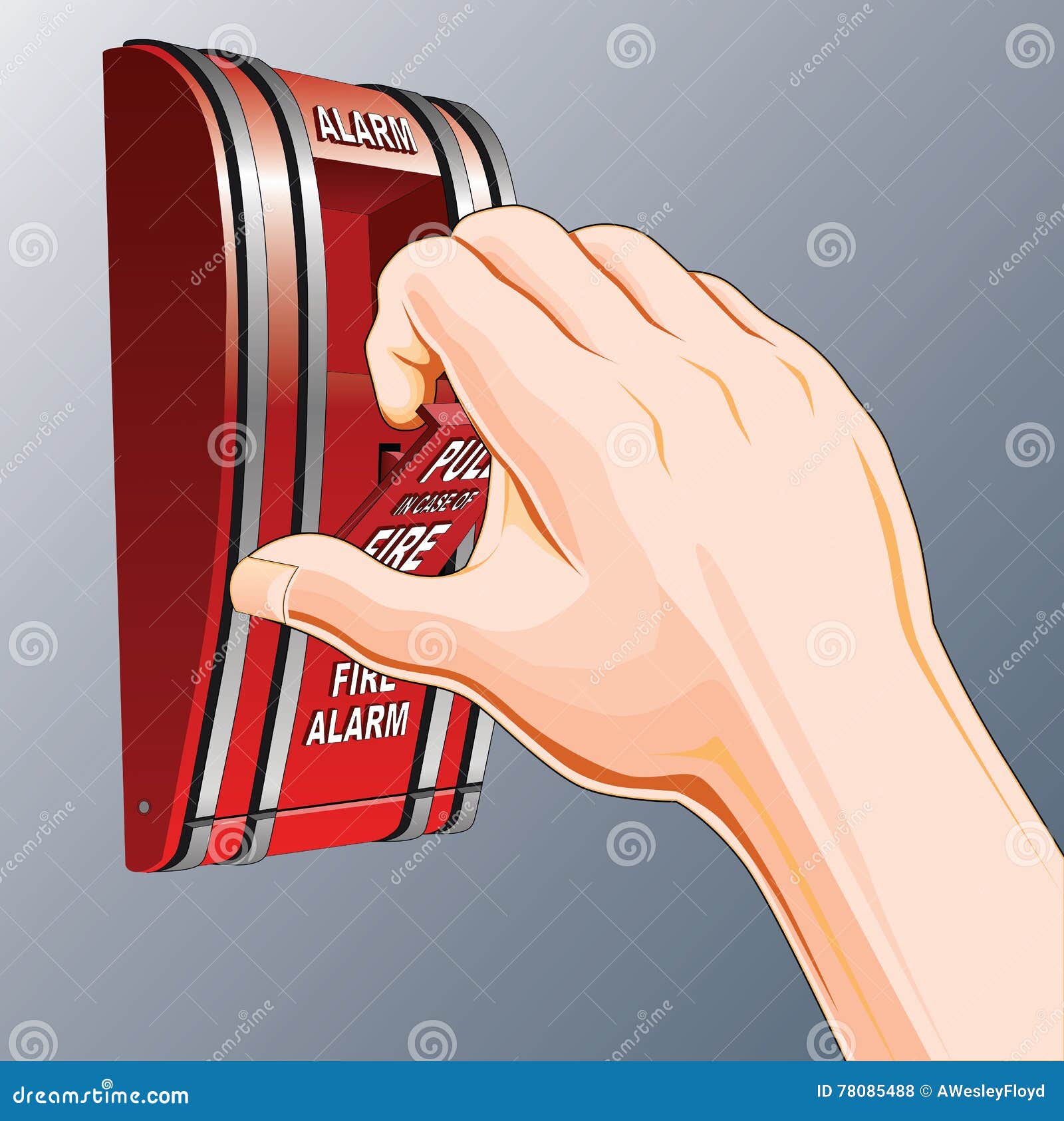 Fire Alarm System. Pull Danger Fire Safety Box. Break Red Alarm ...