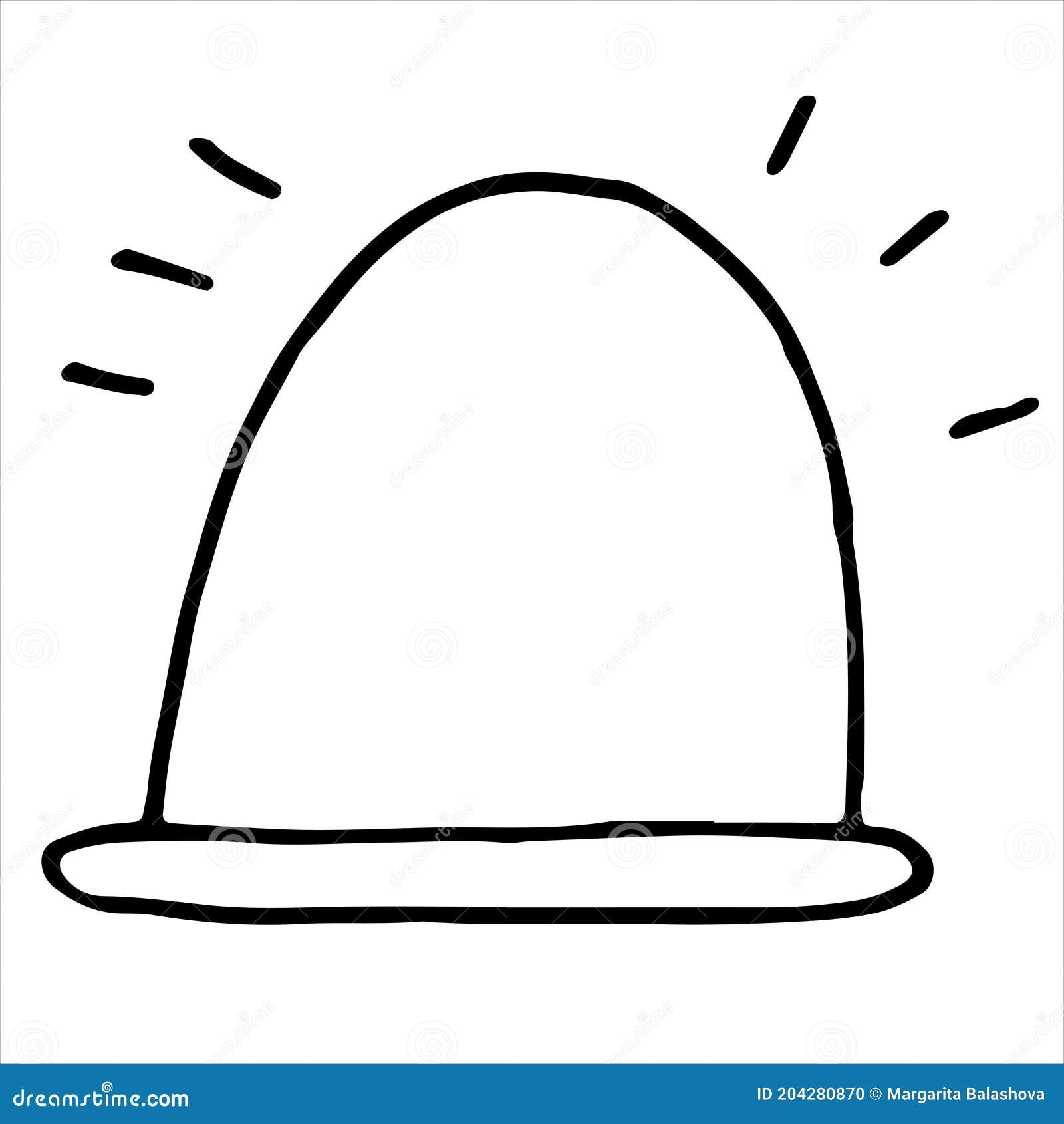 Fire Alarm Light for Hazard Warning, Doodle Style Vector Element, Black ...