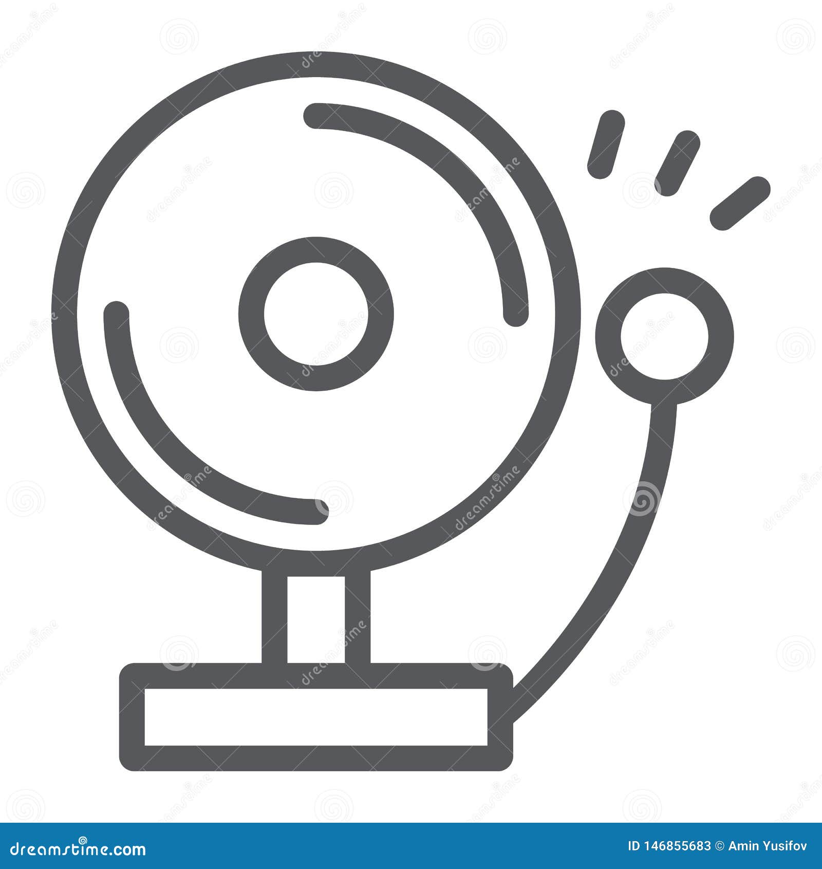 Fire Alarm Line Icon, Warning and Emergency, Alert Sign, Vector ...