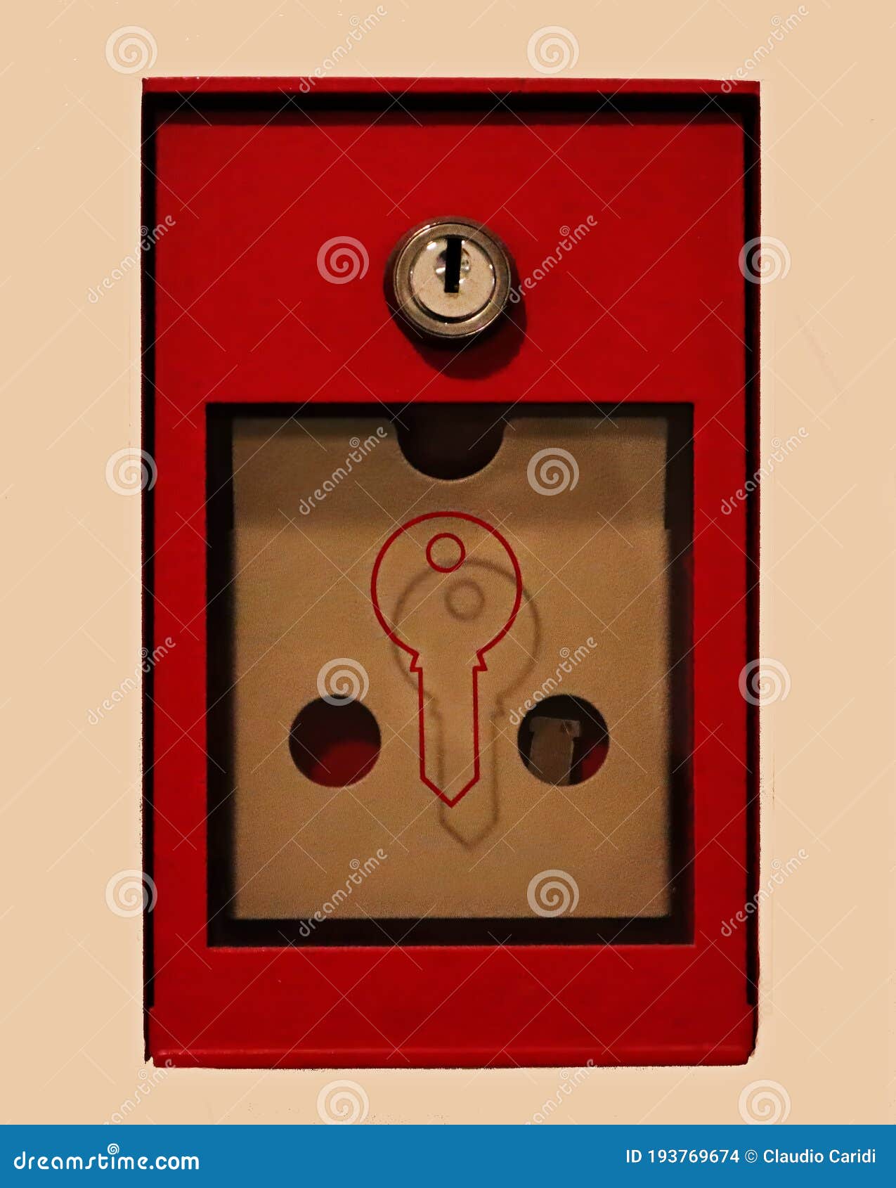 Fire Alarm Locked Key Box on the Wall. Stock Photo - Image of break ...
