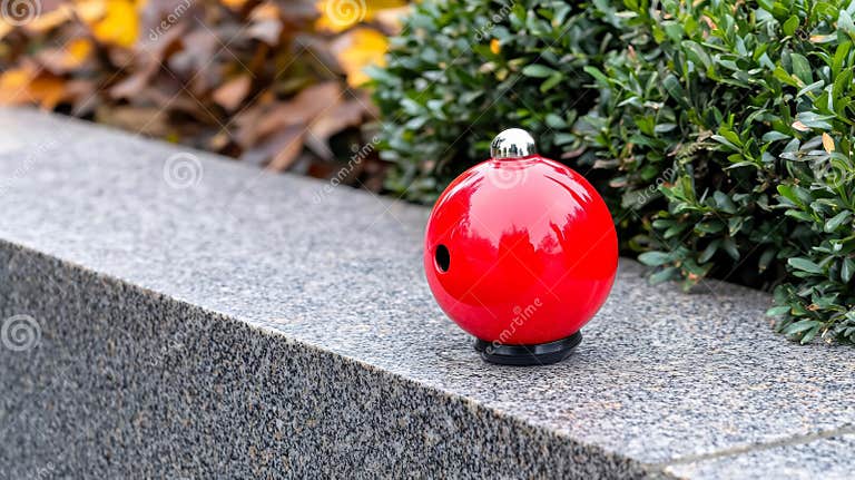 Fire Alarm Manual System. Vibrant Red Fire Alarm Sits on Stone Surface ...