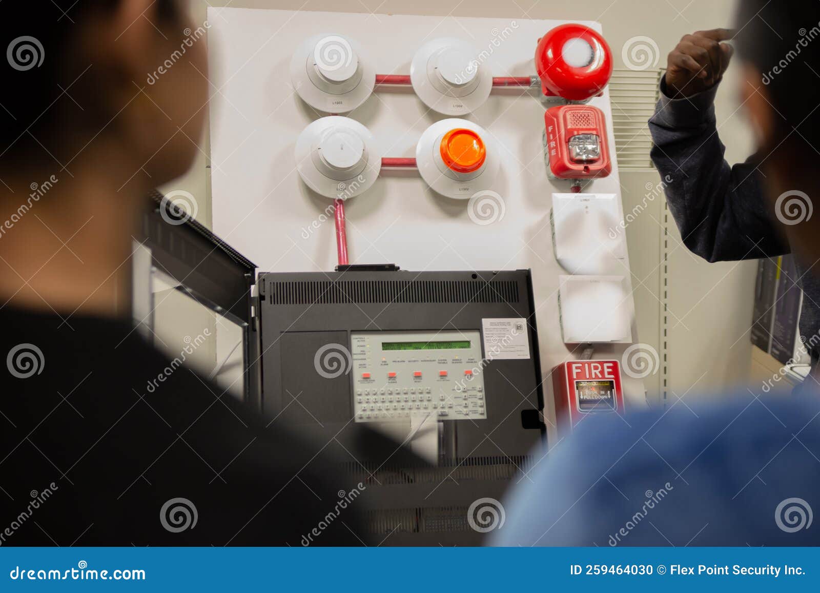 Fire Alarm And Mock Sprinkler System Attached To A White Wall Used For Training Stock Photo ...