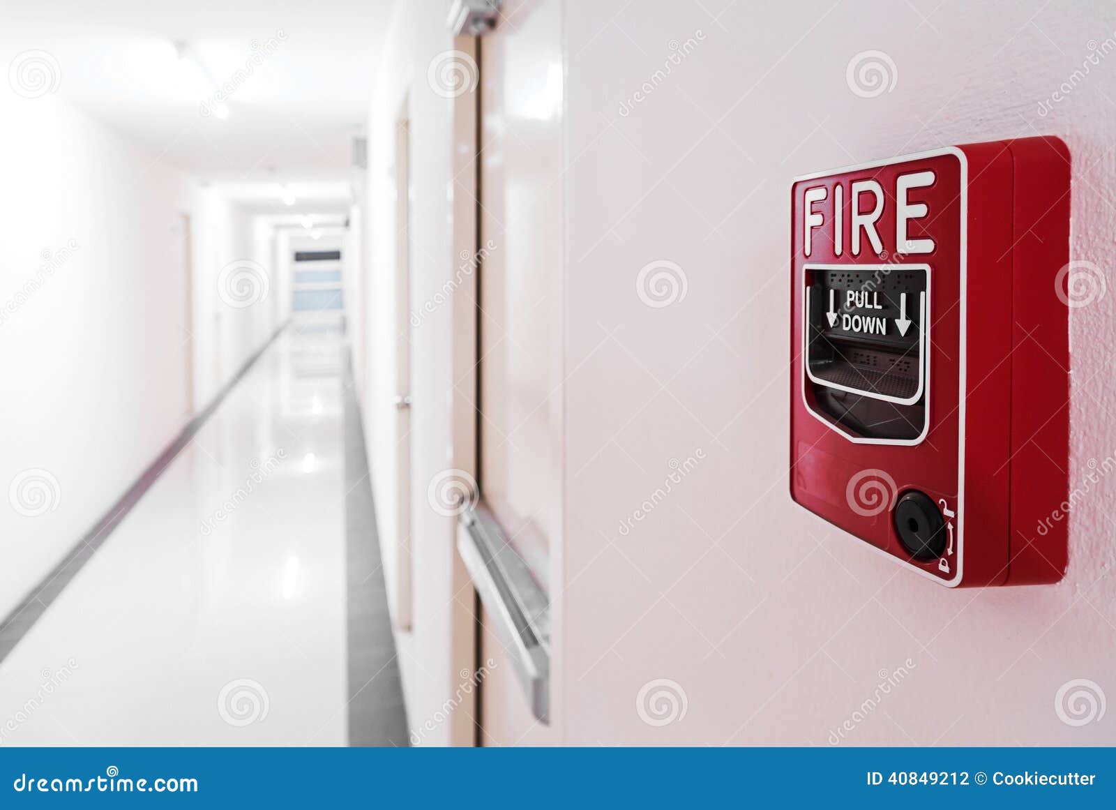 Fire Alarm Near Door Fire Exit Door Stock Photo - Image of business ...
