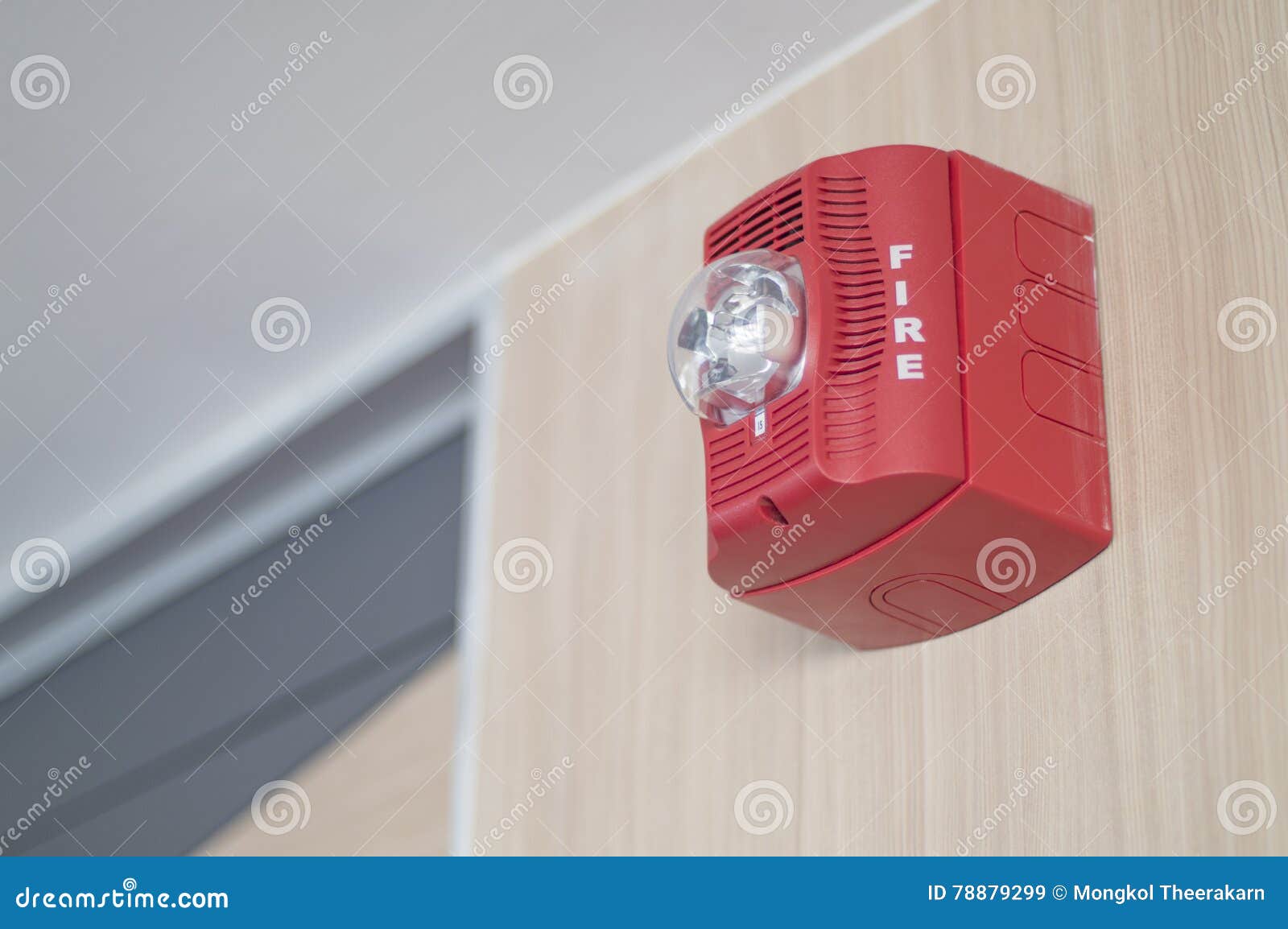 Fire Alarm Notification Appliance on Wood Wall Stock Image - Image of ...