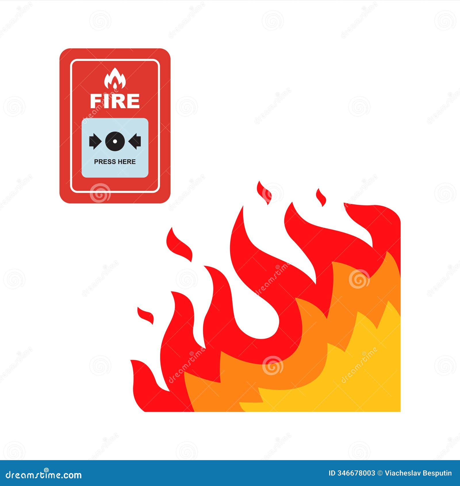 Fire Alarm and Open Flame in the Building. Stock Illustration ...