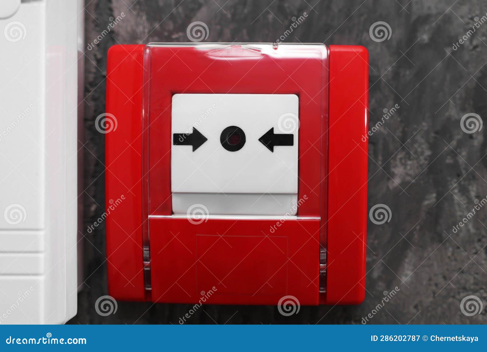 Fire Alarm Push Button on Grey Wall Stock Image - Image of safe ...