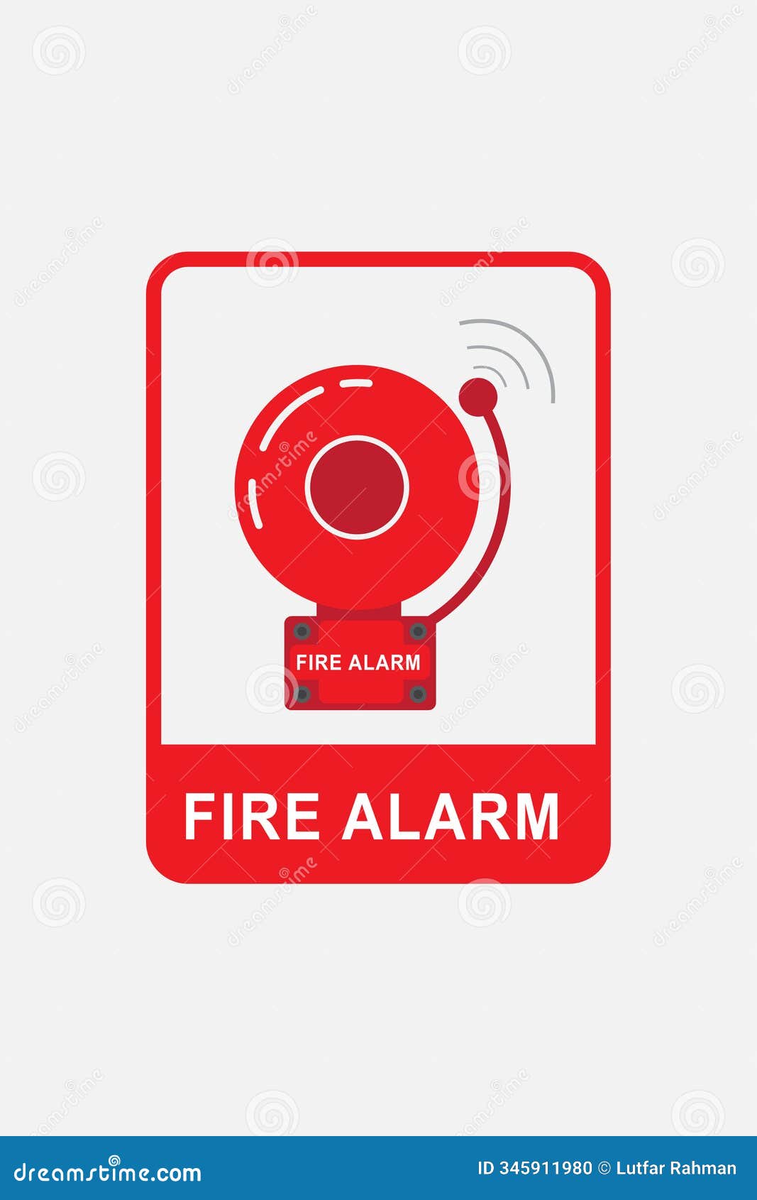 Fire Alarm Sign System Icons Set. Red Ringing Bell Stock Illustration ...