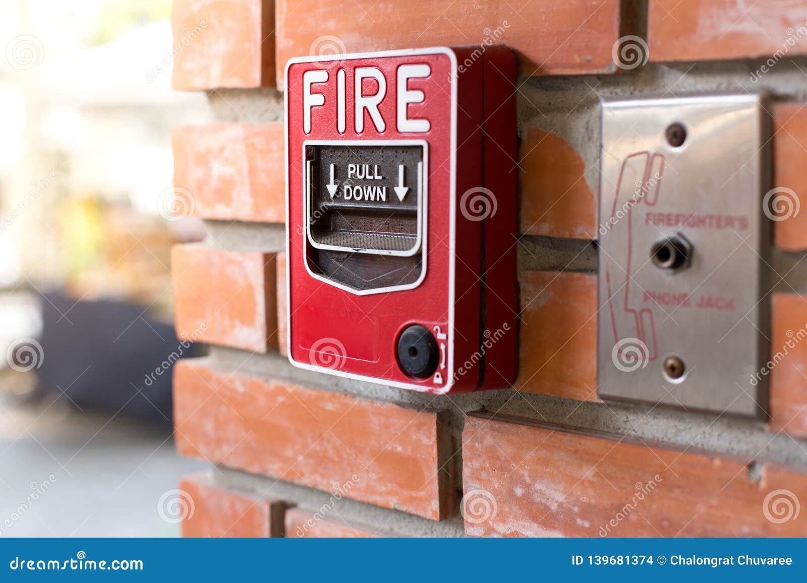 Fire Alarm Signal on Brick Wall Stock Photo - Image of building, alert ...