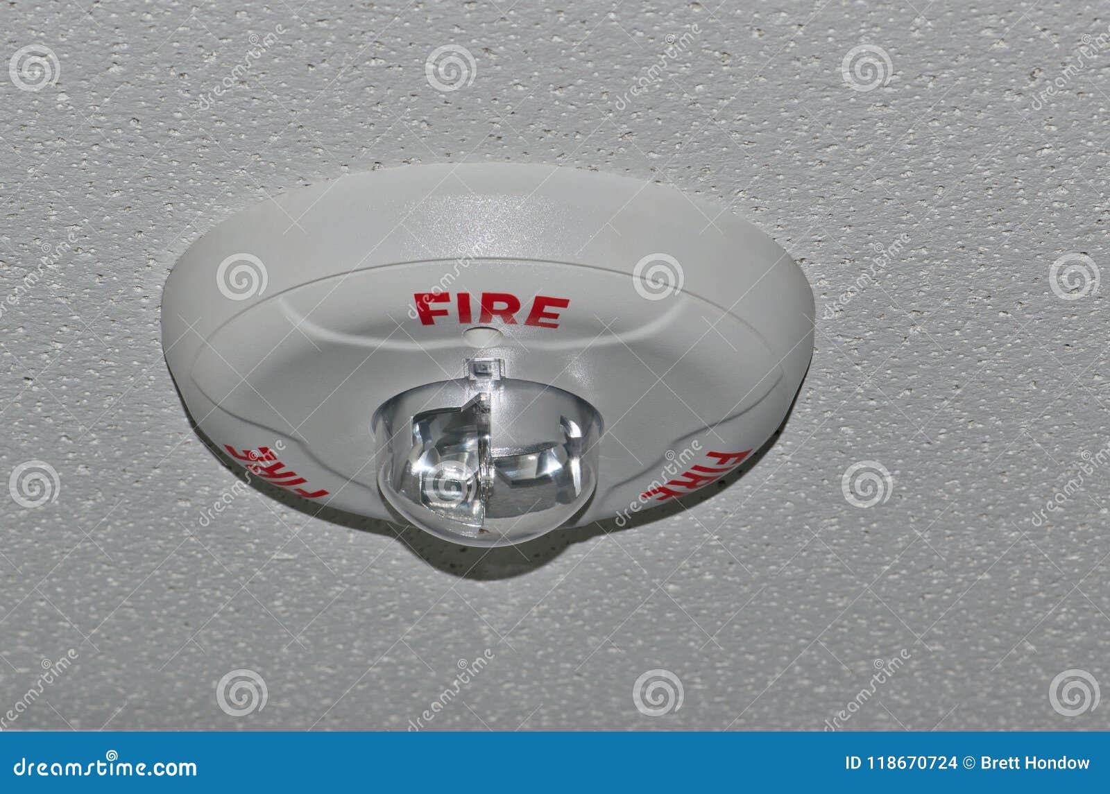 Fire Alarm Strobe on an Office Ceiling. Stock Photo - Image of burn ...