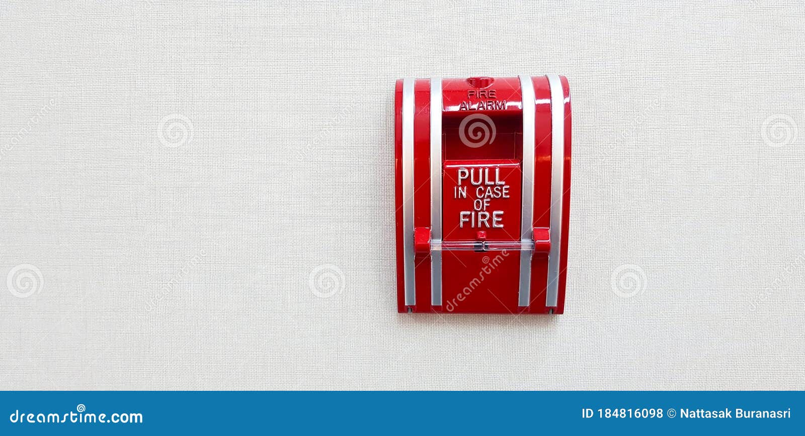 Fire Alarm Switch Box for Pull in Case of Fire Isolated on Grey or Gray ...