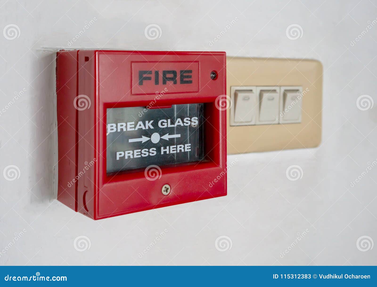 Fire Alarm Switch Inside Red Plastic Box Stock Image - Image of button ...
