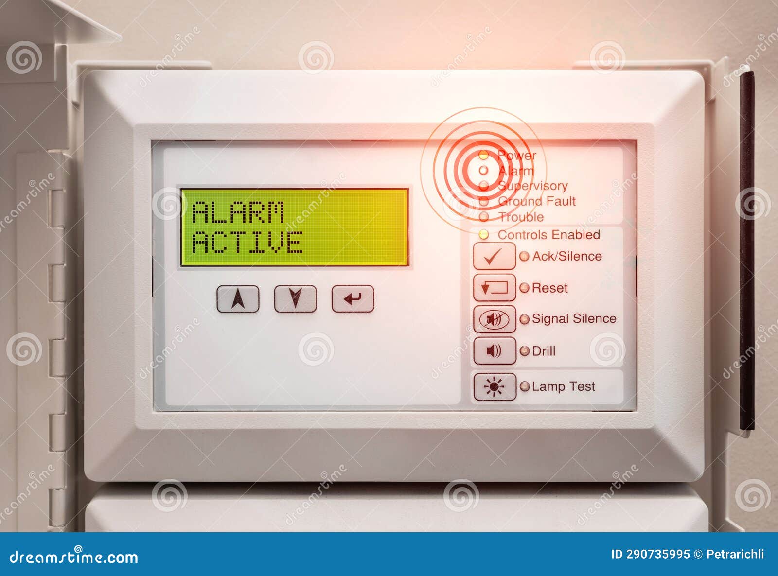 Fire Alarm System with Active Alert. Stock Image - Image of notify ...