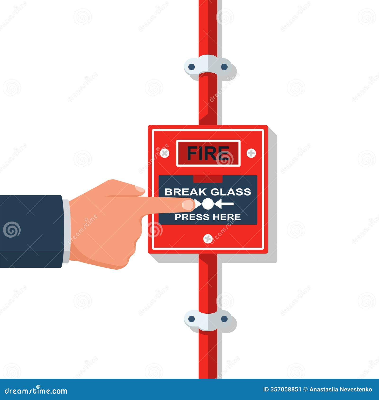 Fire Alarm System. a Man Presses a Fire Button. Emergency Siren Stock ...