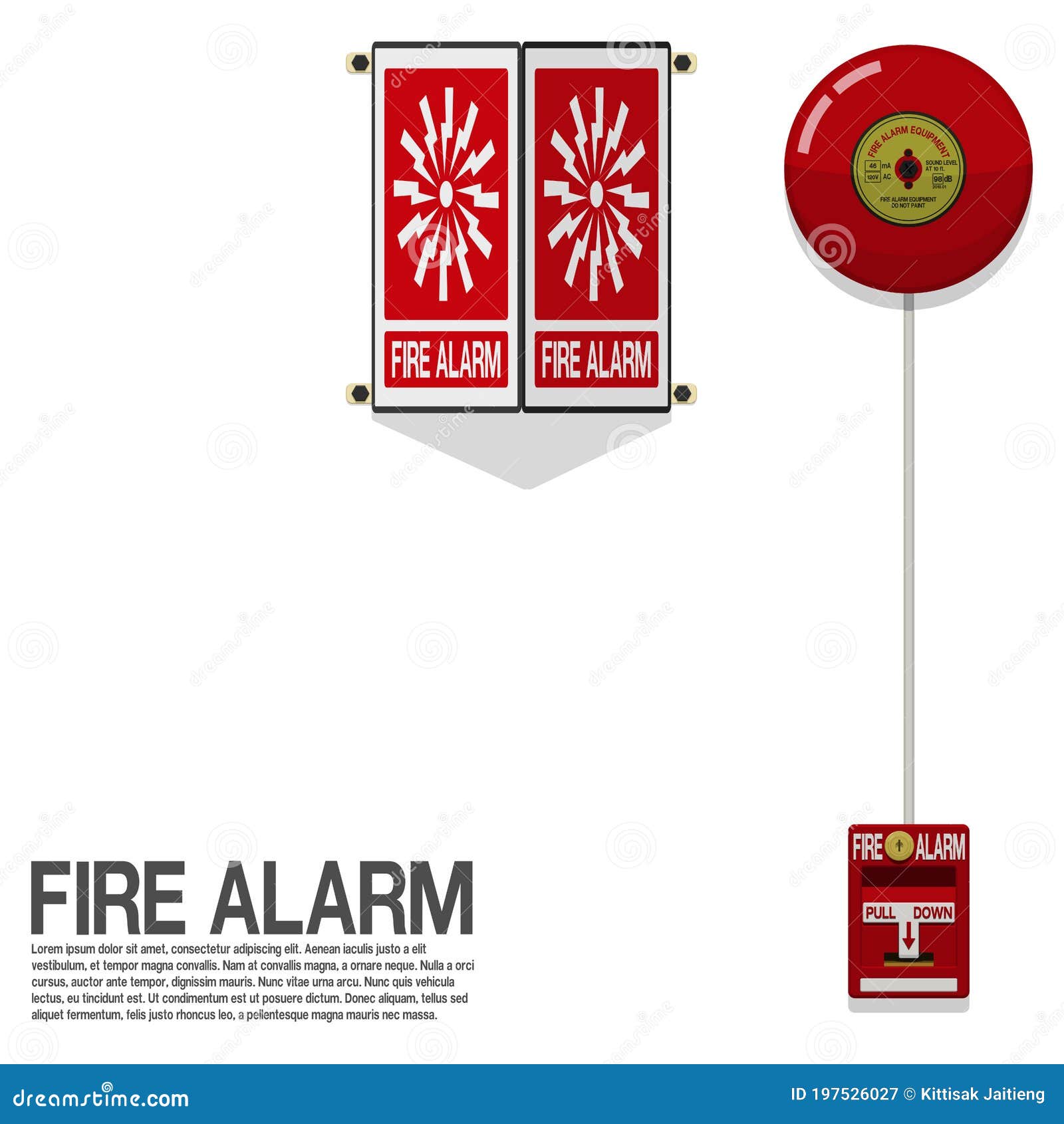 Fire Alarm Systemmanual Pull Down Type with Warning Sign on Transparent ...