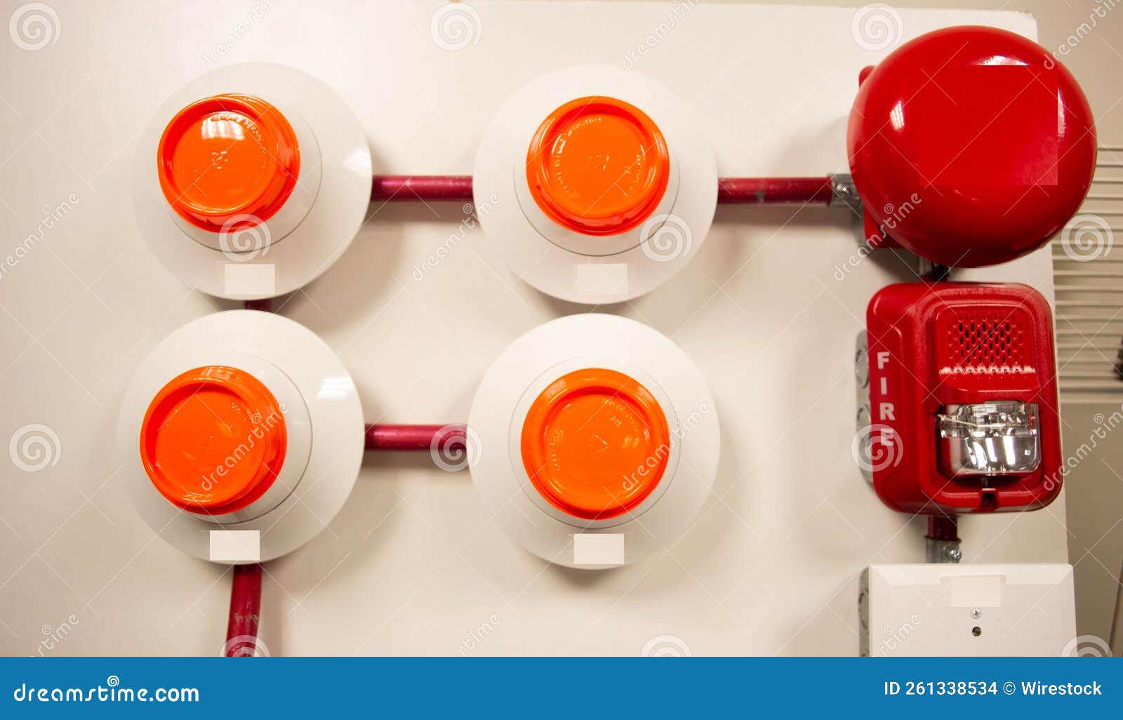 Fire alarm system sensors stock photo. Image of power - 261338534