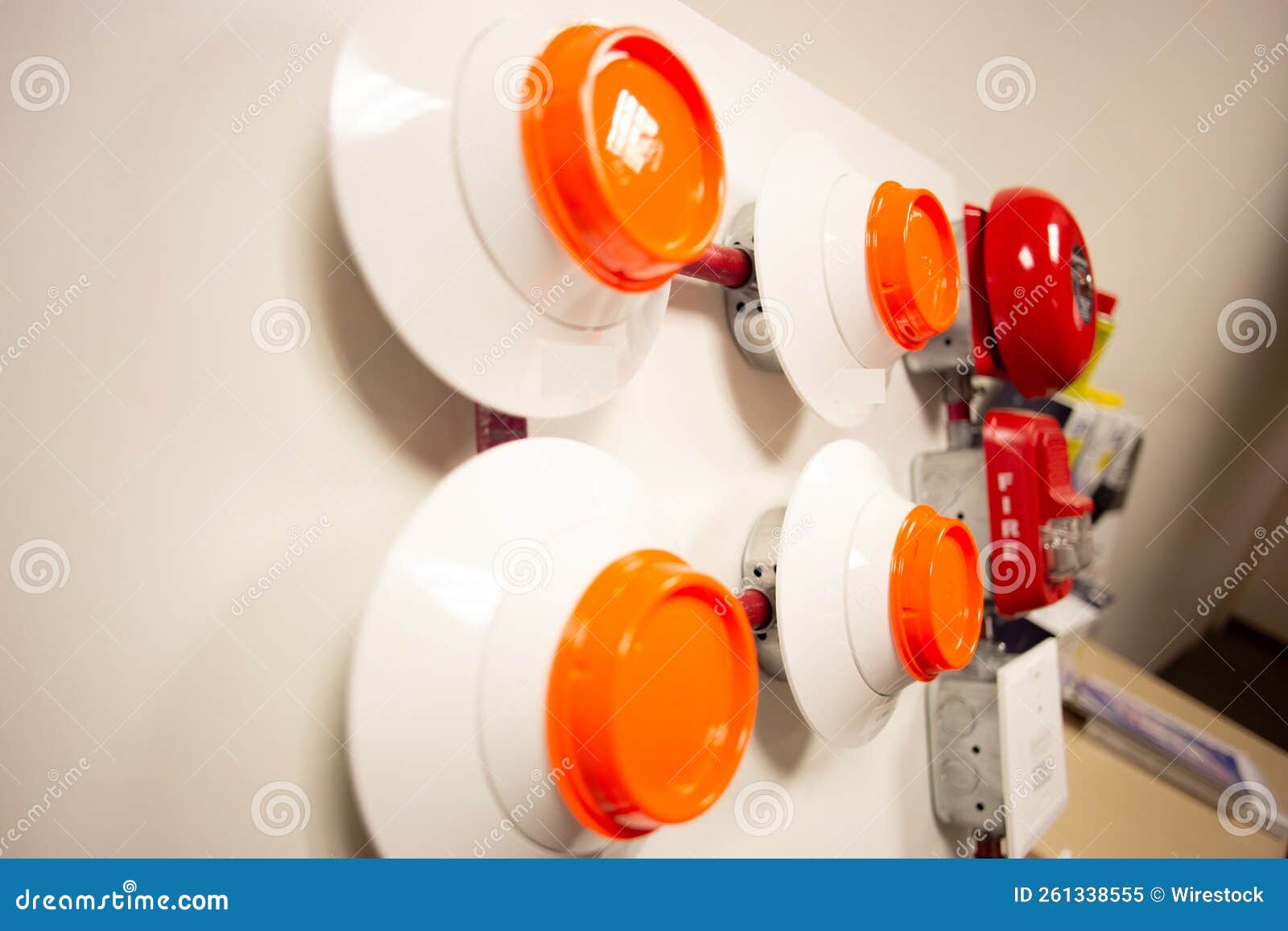 Fire alarm system sensors stock image. Image of system - 261338555