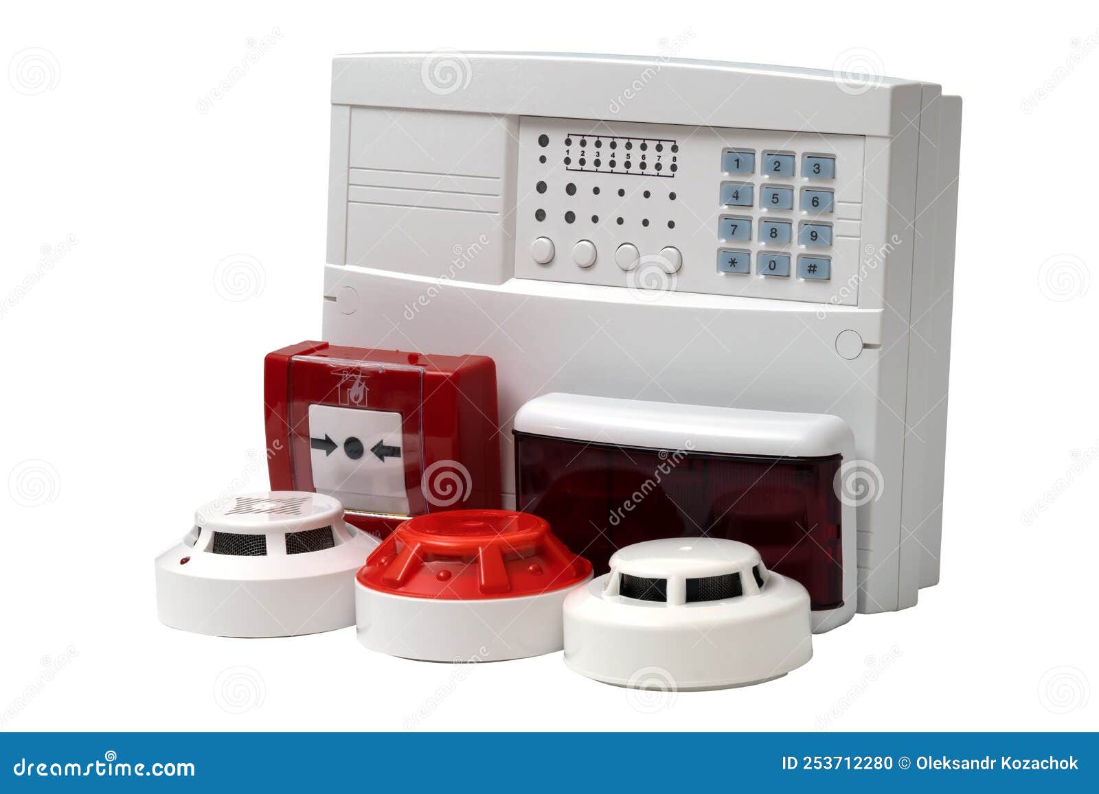 Fire Alarm System on a White Background. Fire Safety for Home. Stock ...