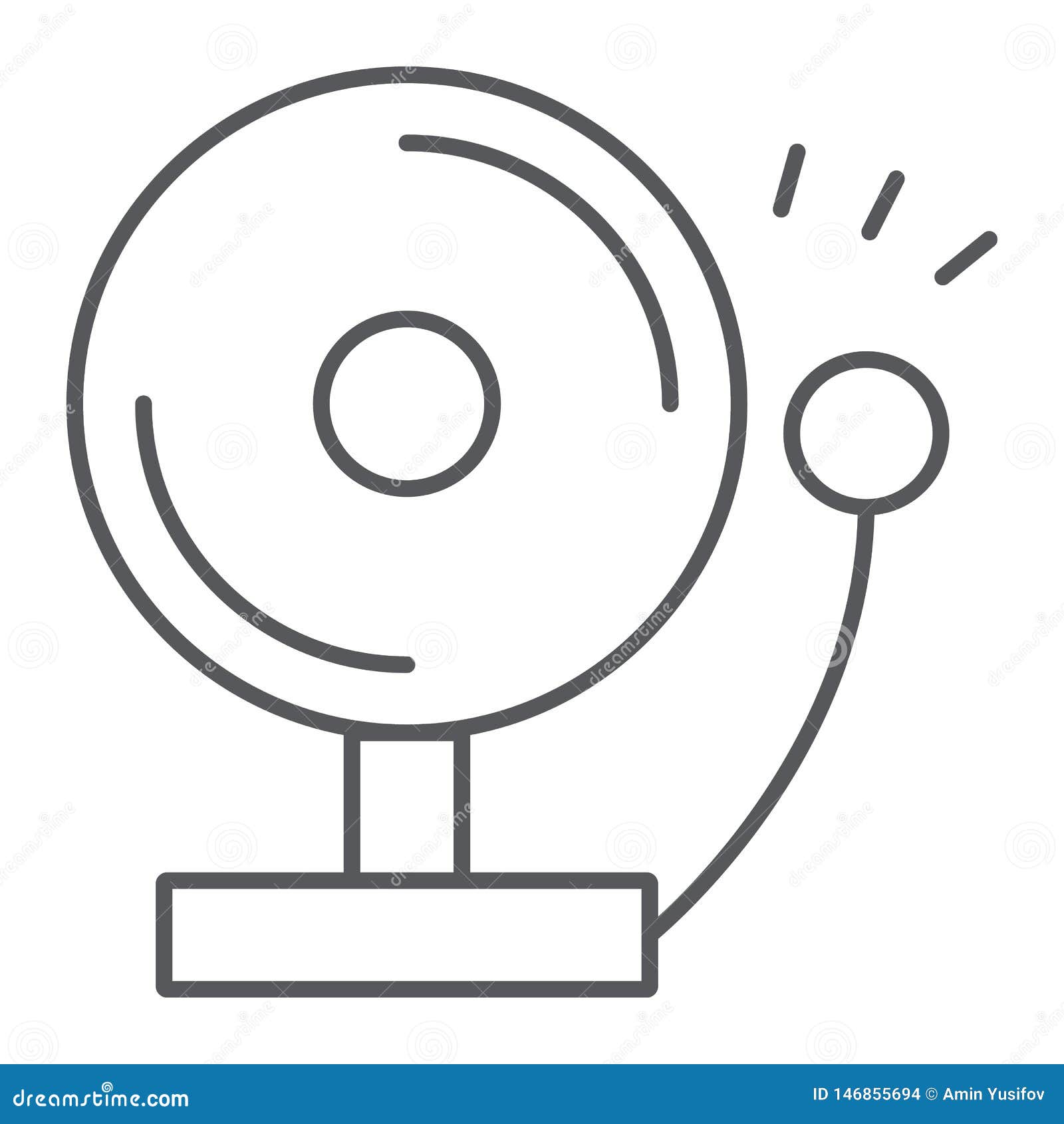 Fire Alarm Thin Line Icon, Warning And Emergency, Alert Sign, Vector ...