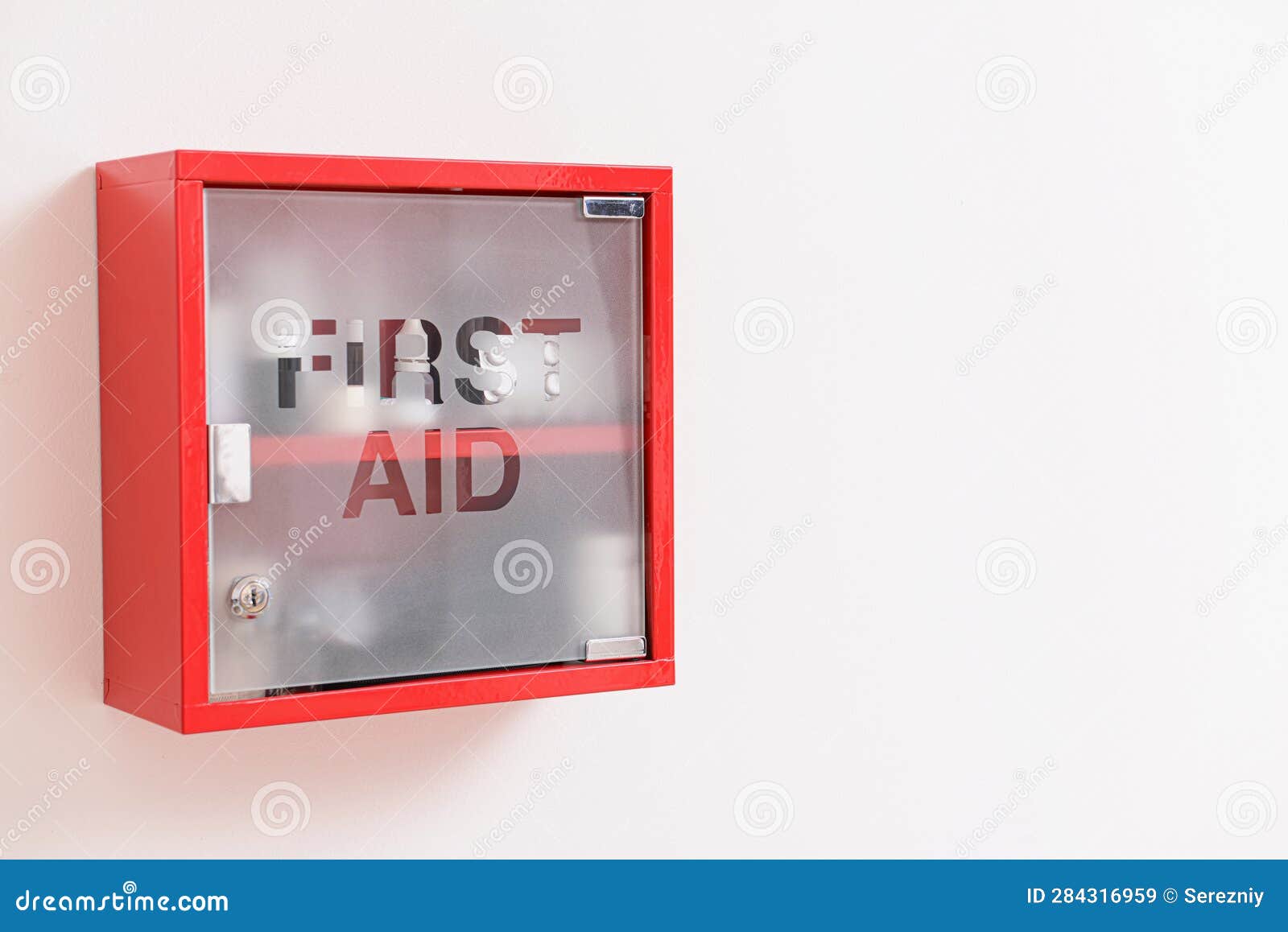 Wall Mounted First Aid Kit on Light Background Stock Image - Image of ...