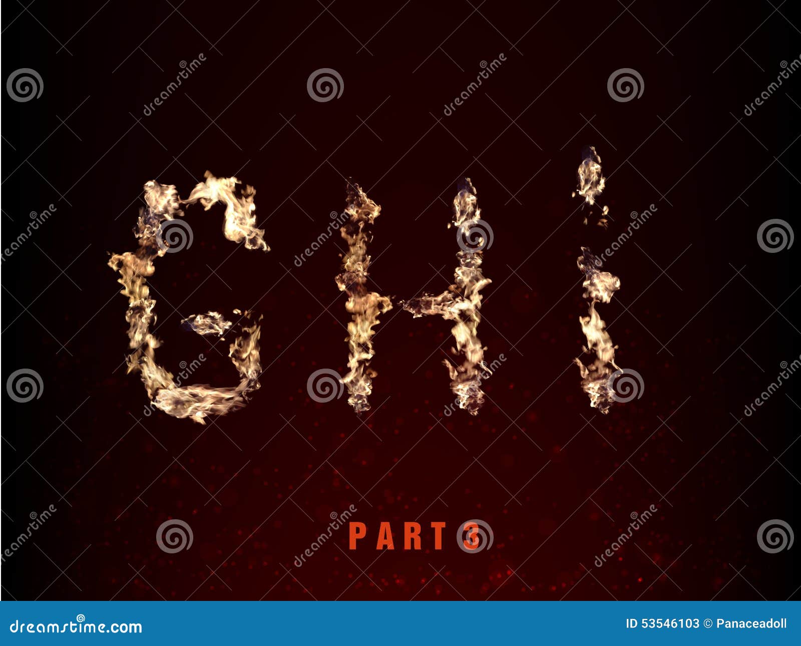 Fire Alphabet. Letters G H I of Flame on a Dark Stock Vector ...