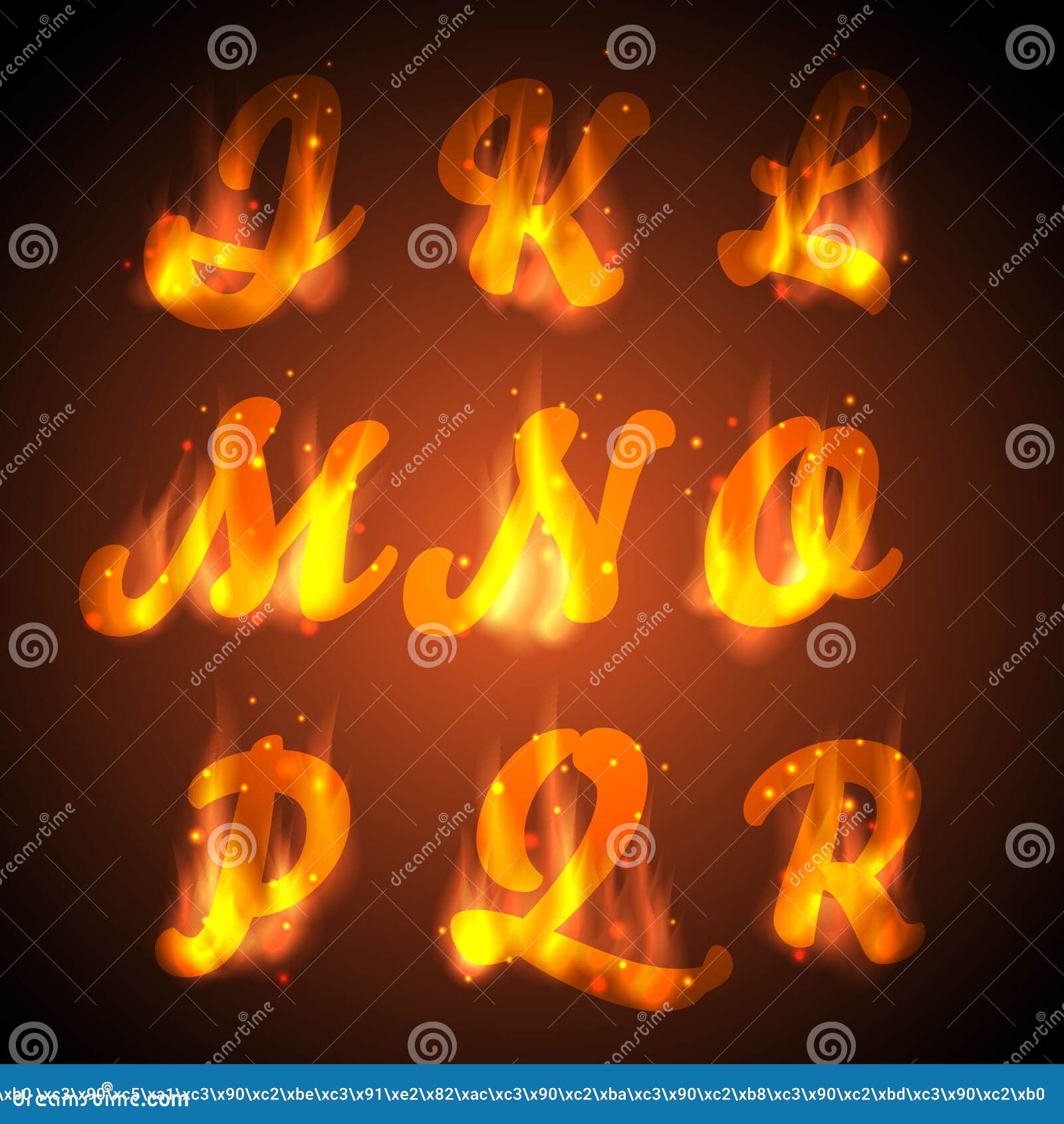 Fire Alphabet Font. Speed Effect Type Letters And Numbers On Black ...