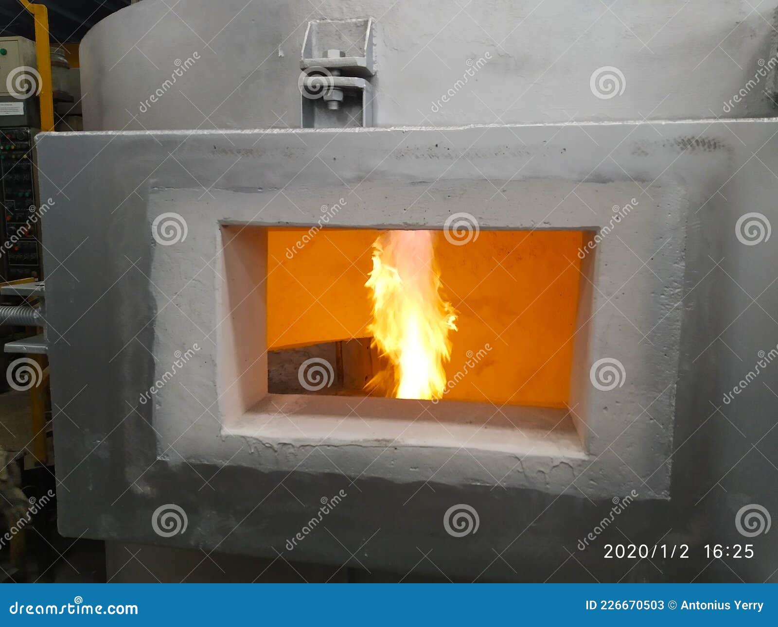 Fire on Aluminium Melting Furnace Stock Image - Image of melting ...