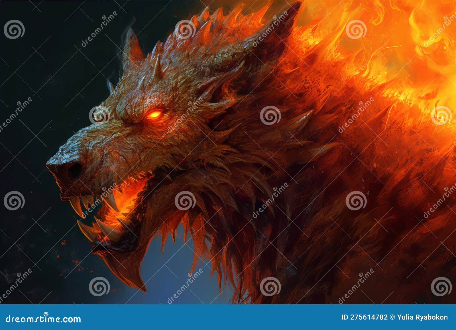 Cat On Fire. Angry Catr Meme. Pop Art Firey Cat Design Stock Photo ...