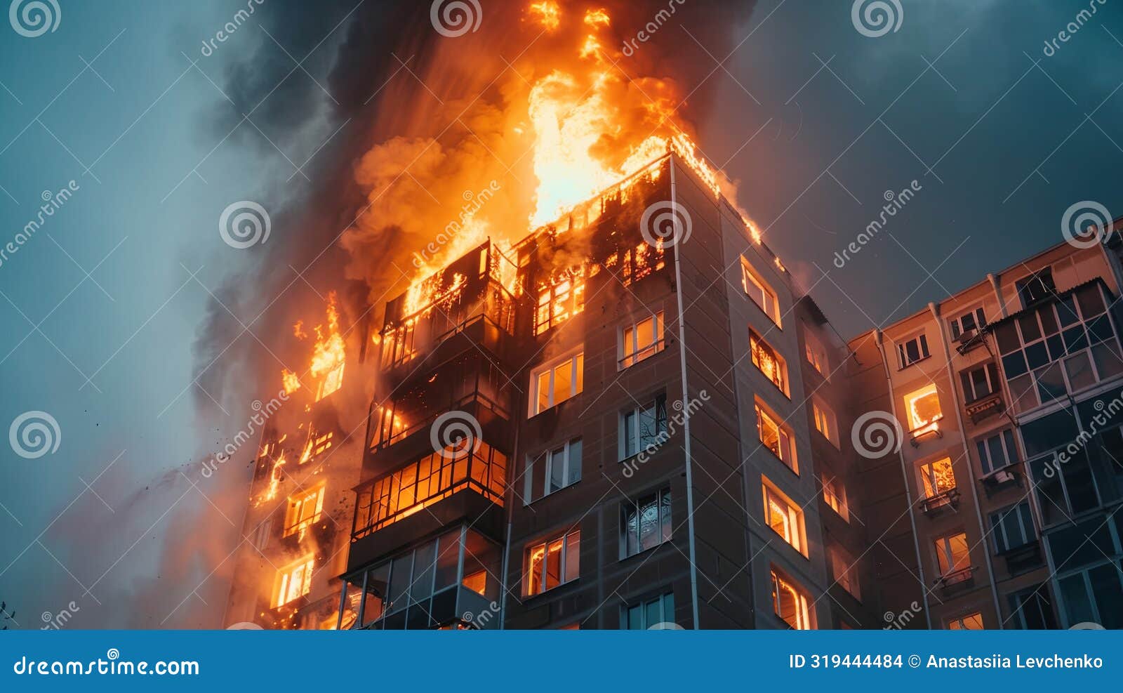 Fire in Apartments of a Multi-storey Building Stock Illustration ...