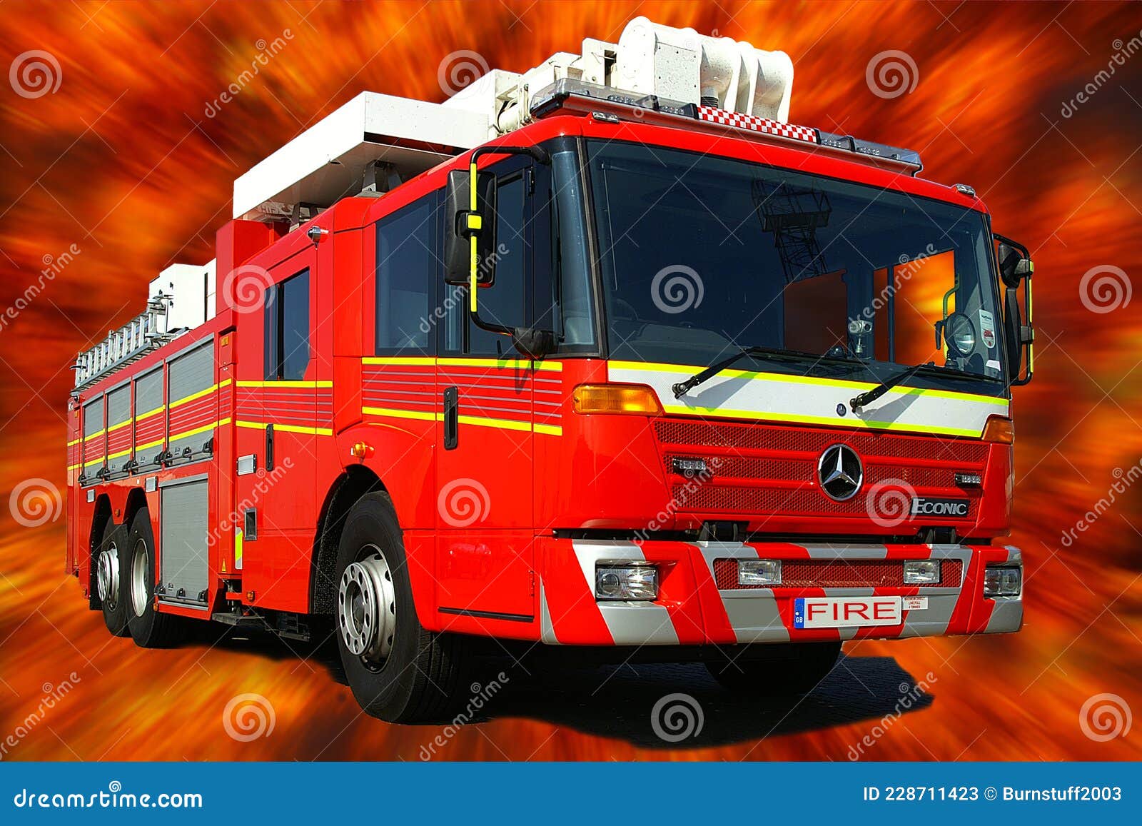 Fire Appliance, Fire Engine in Action Stock Illustration - Illustration ...