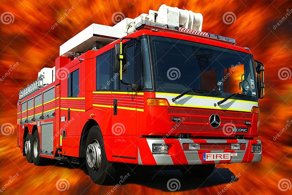 Fire Appliance, Fire Engine in Action Stock Illustration - Illustration ...