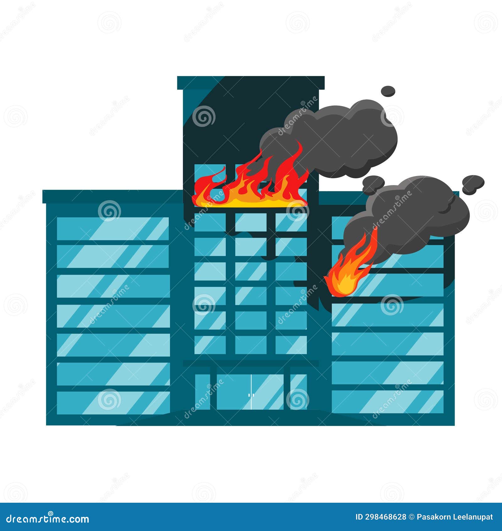 Fire area of a building stock vector. Illustration of extinguishers ...