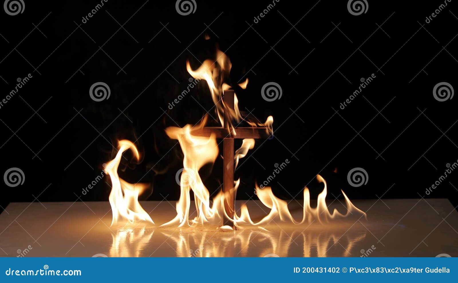 Fire Around a Burning Cross Symbol Stock Footage - Video of blazing ...