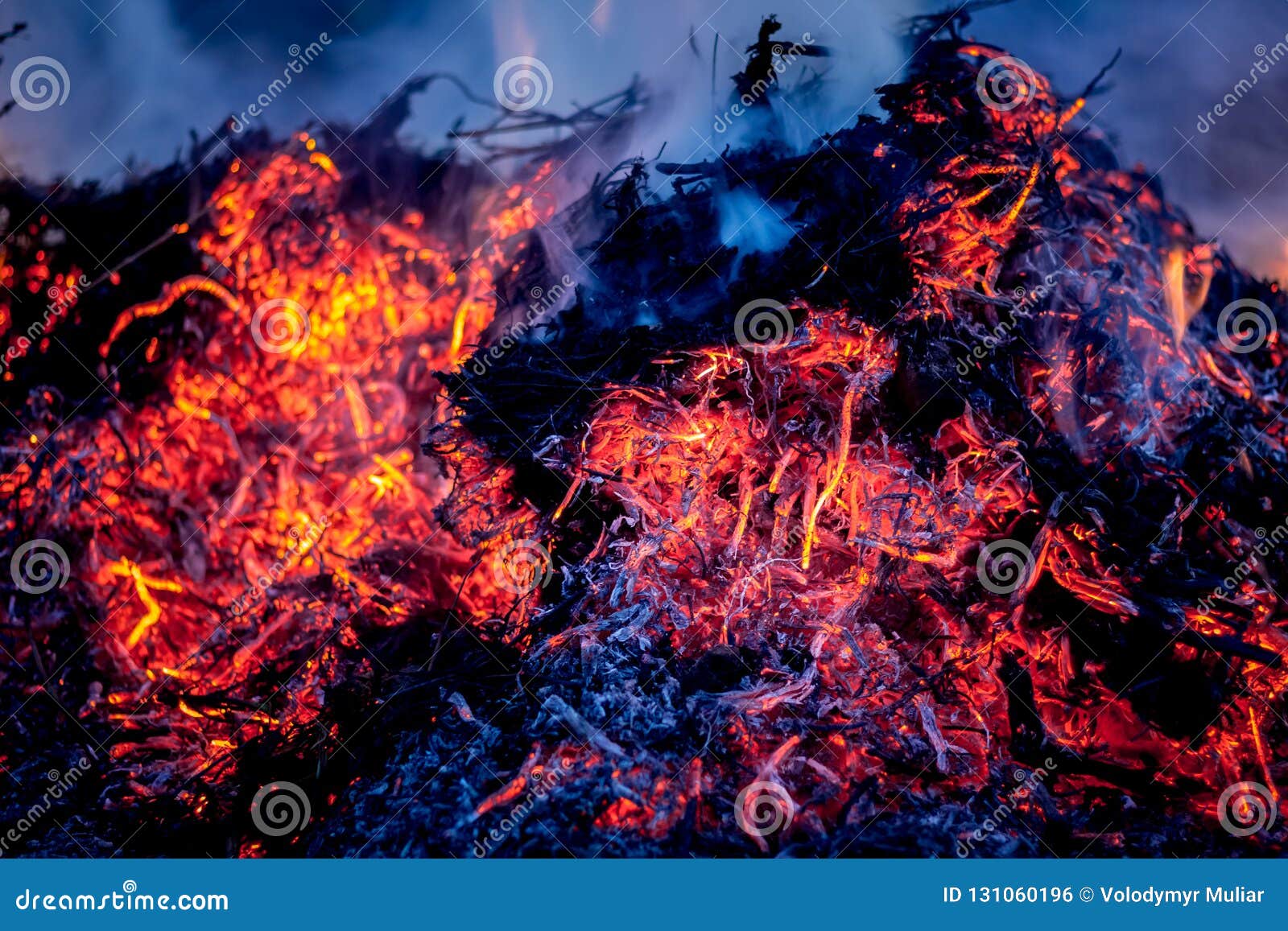 Fire and Ashes during Garbage Burning at Night_ Stock Photo - Image of ...
