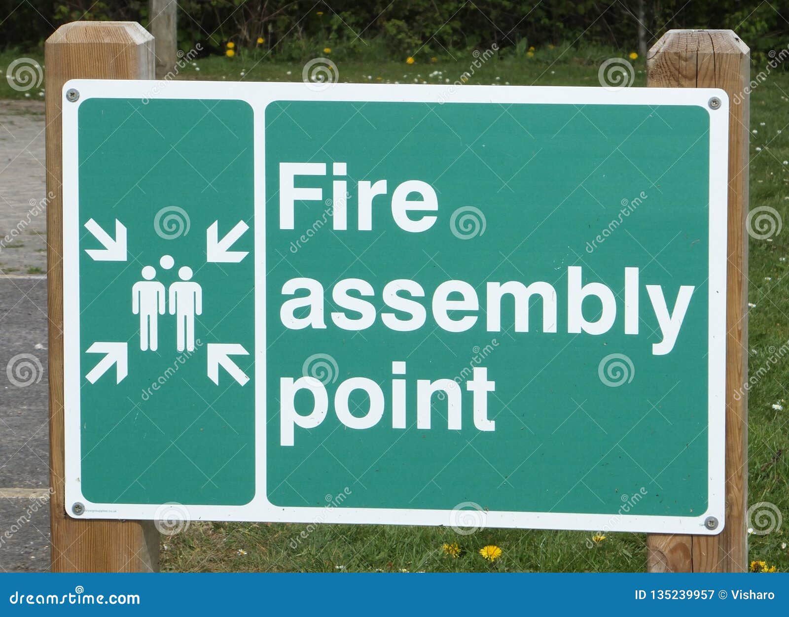 Fire Assembly Point stock image. Image of sign, showing - 135239957
