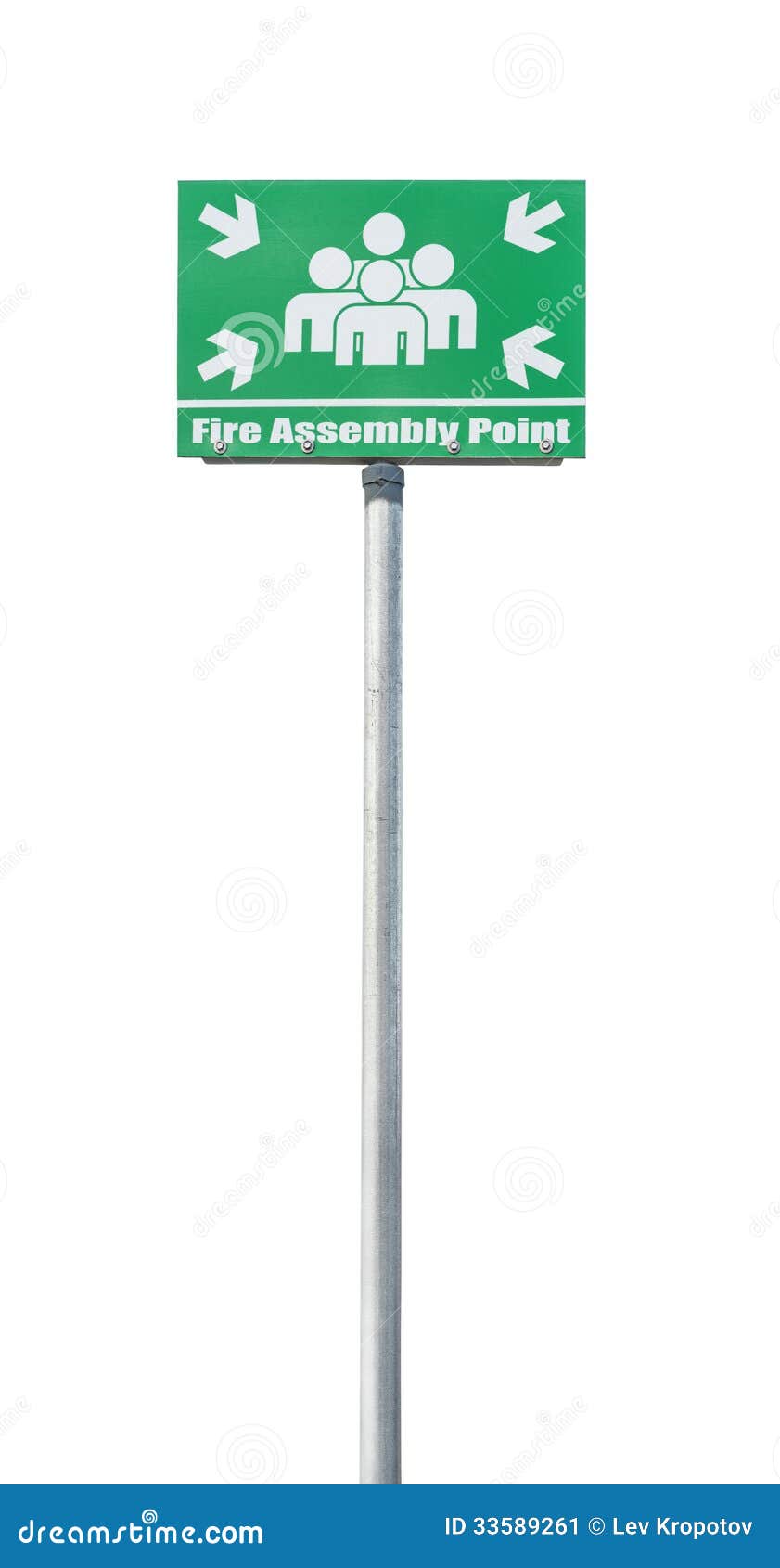 Fire assembly point sign stock image. Image of pole, background - 33589261