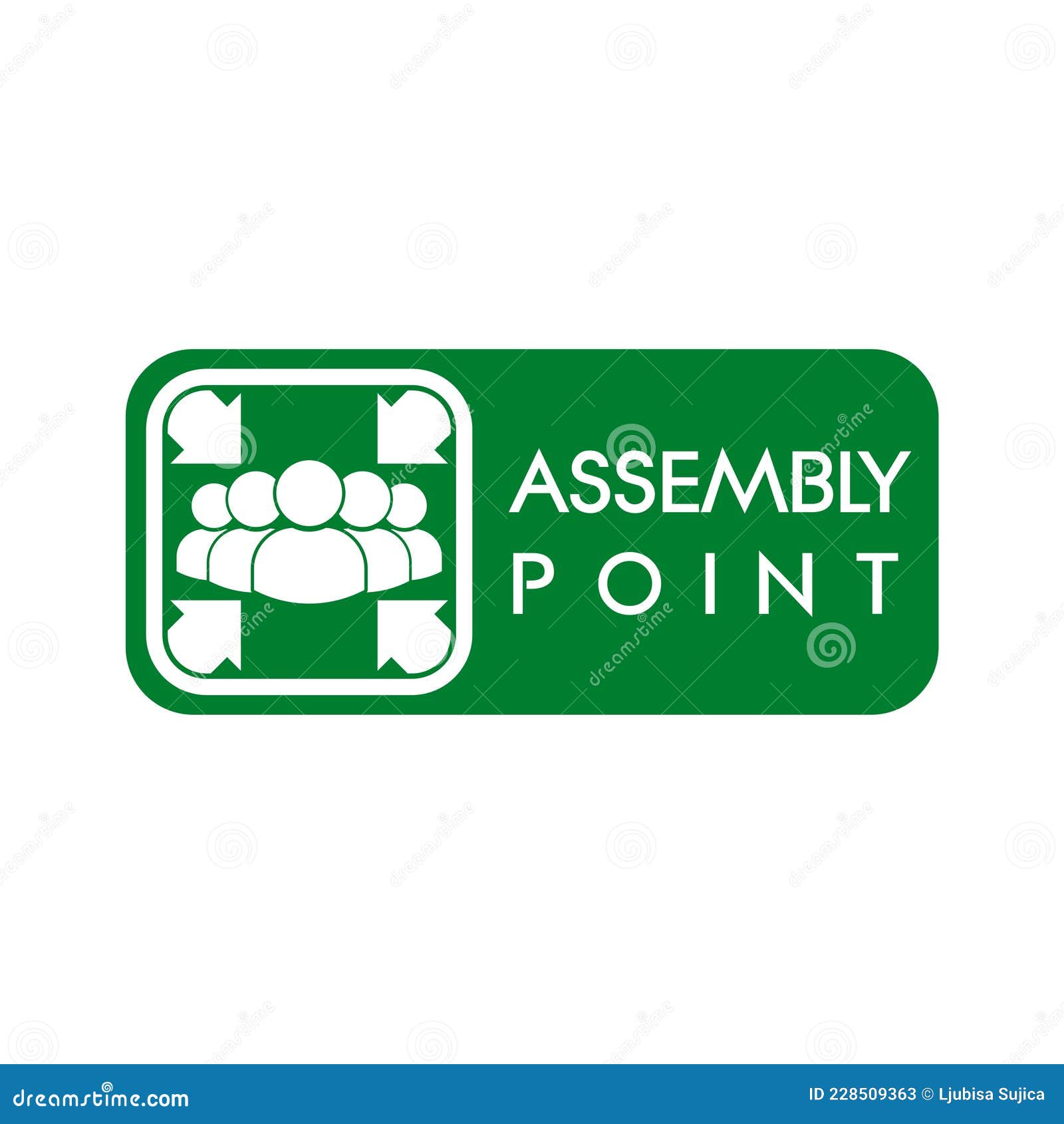 Fire Assembly Point Sign Isolated on White Background Stock Vector ...