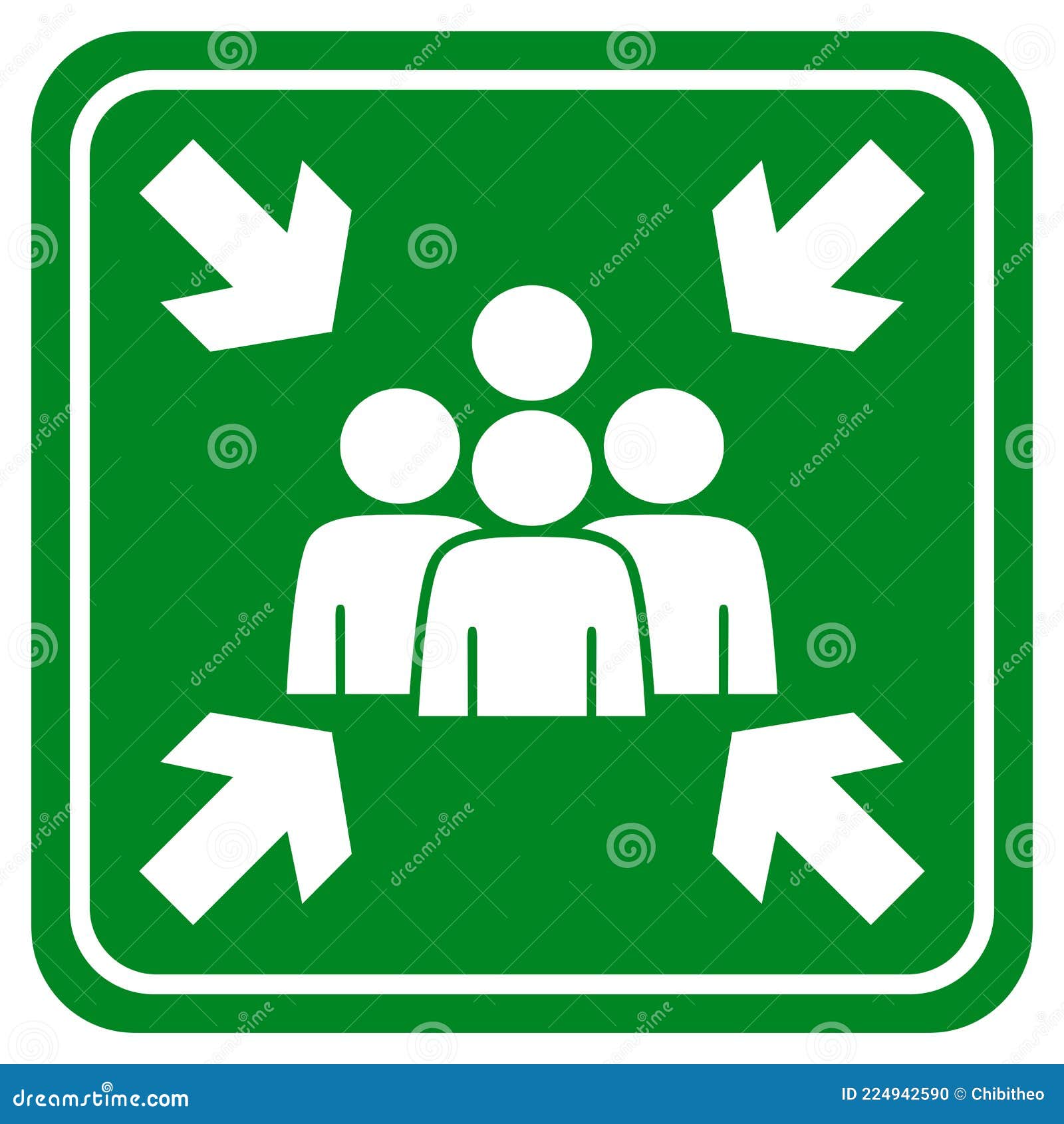 Fire Assembly Point Vector on Green and White for Emergency Stock ...
