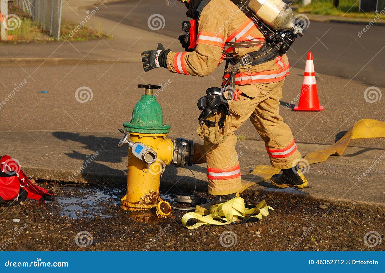 Fire Attack stock photo. Image of adult, road, pipe, equipment - 46352712