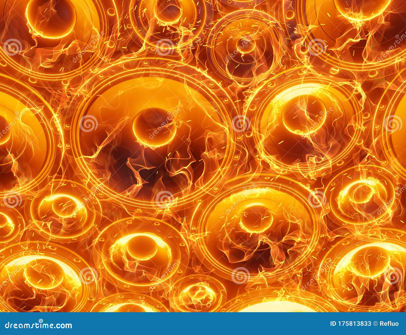 Fire Audio Speakers Backgound 3D Render Stock Illustration ...