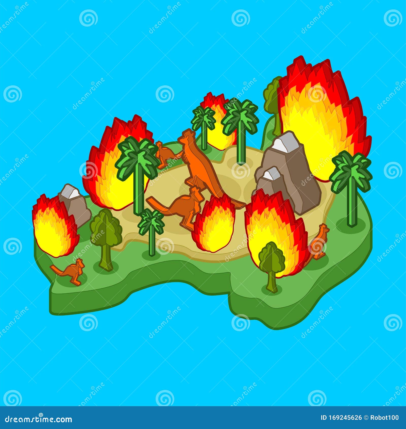 Australia Mainland Vector Cartoon Relief Map | CartoonDealer.com #84918726