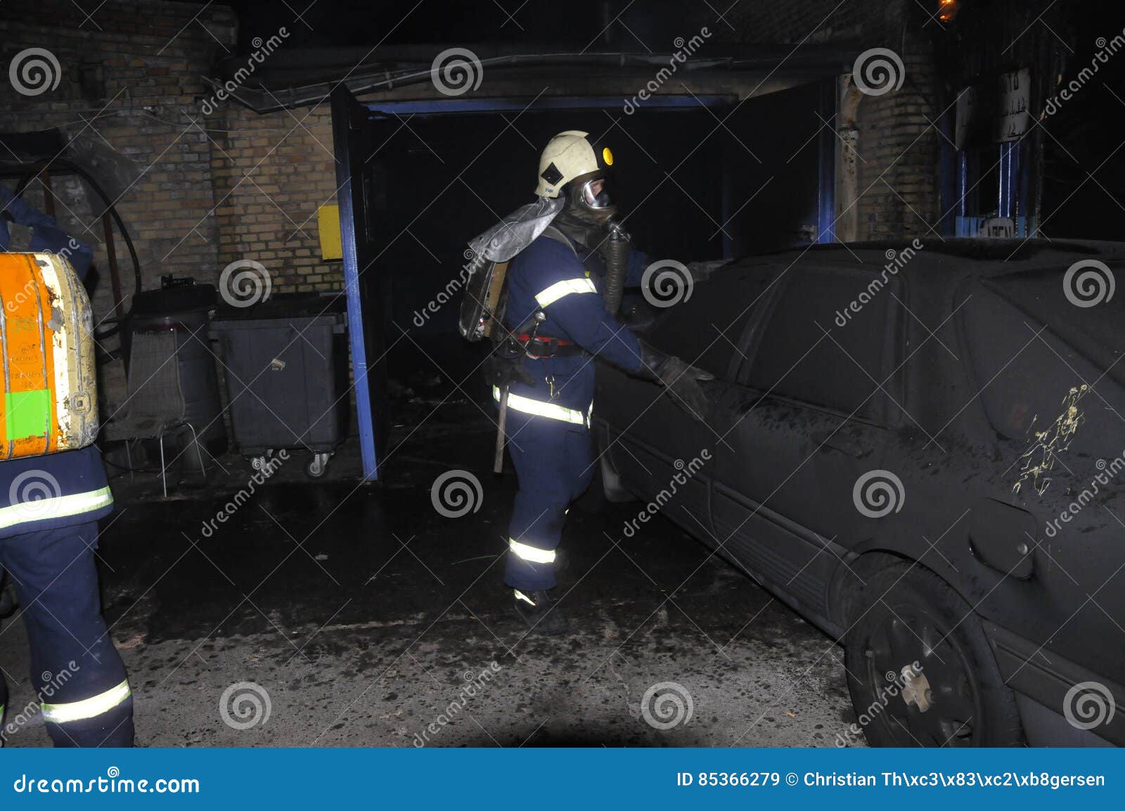 Fire auto repair shop editorial stock image. Image of firefigther ...