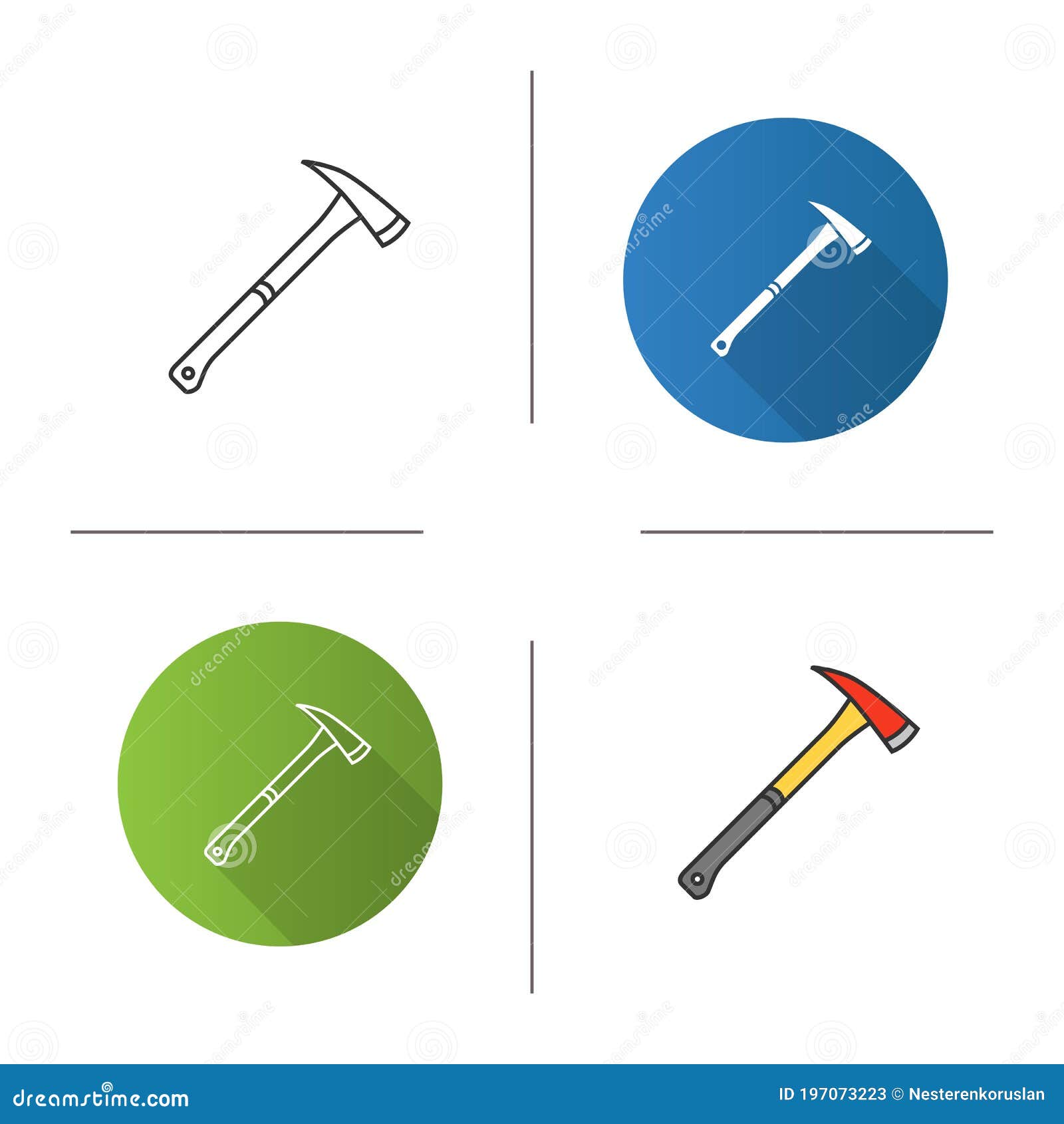 Fire axe icon stock vector. Illustration of color, filled - 197073223