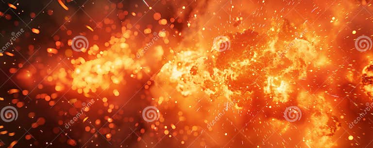 A Fire Background with an Explosion, Flames Bursting Outward and ...