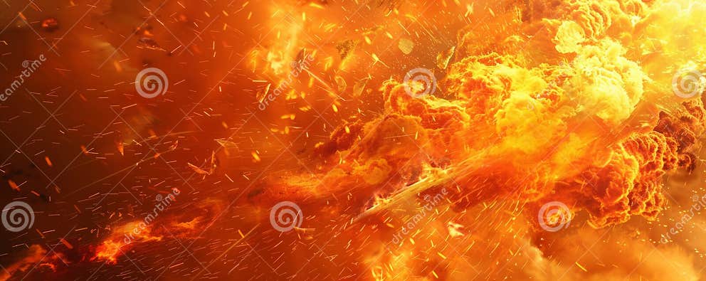 A Fire Background with an Explosion, Flames Bursting Outward and ...