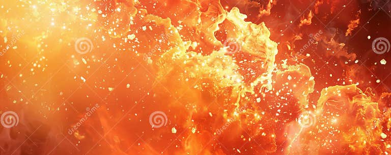 A Fire Background with an Explosion, Flames Bursting Outward and ...