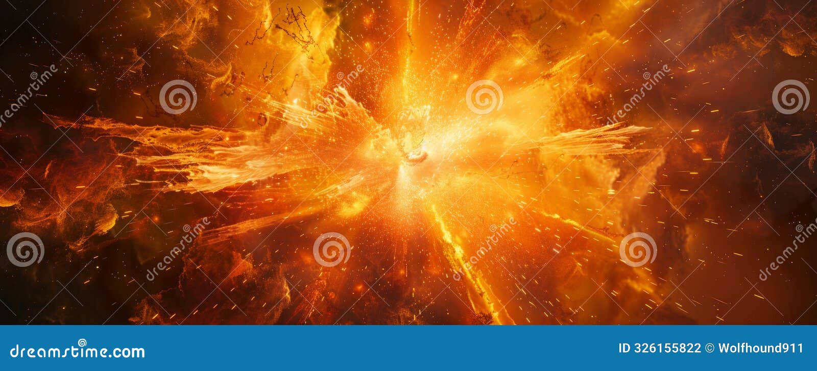 A Fire Background with an Explosion, Flames Bursting Outward and ...